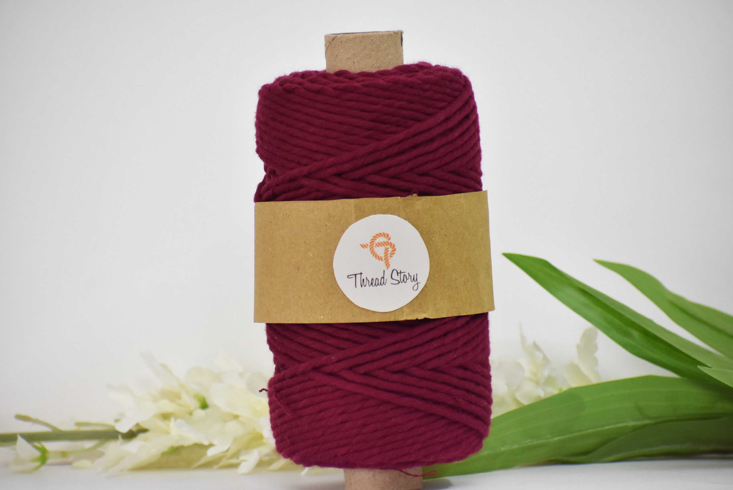 Single Ply/ 3MM Premium Macramé Cotton Thread Wine Red/Maroon
