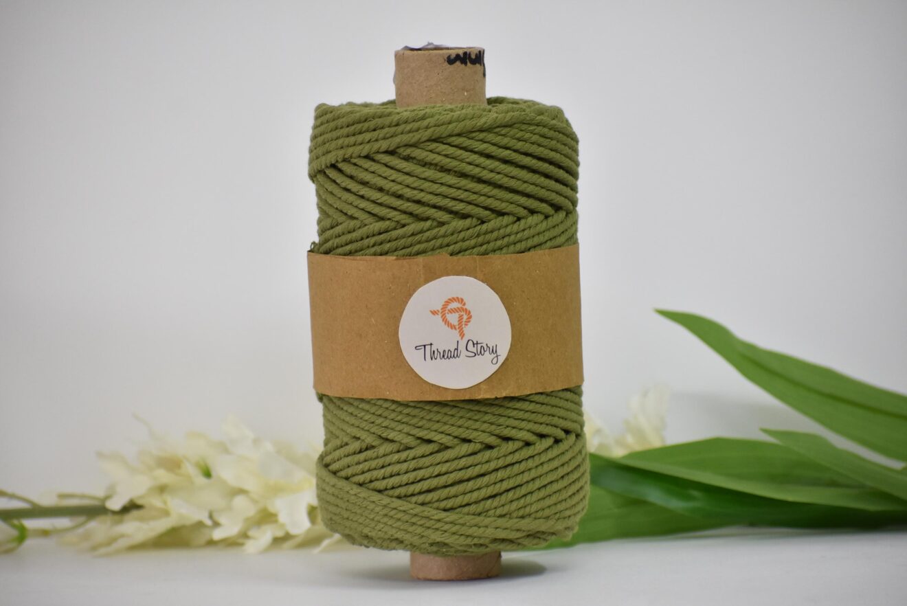 Twisted 3 Ply/ 3MM Premium Macramé Cotton Thread Olive Green