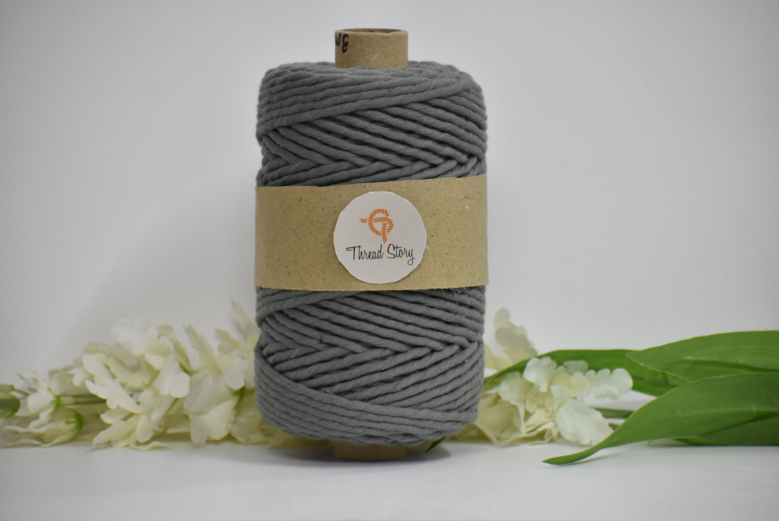 Single Ply/ 3MM Premium Macrame Cotton Thread Dark Grey